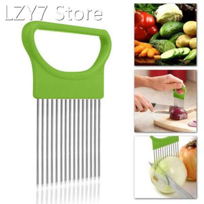 Onion Slicer Cutter Fork Stainless Steel Vegetable Fruit Sli