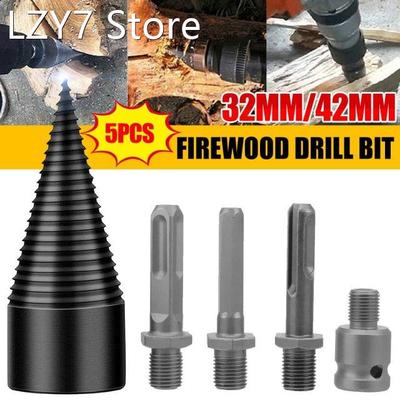 5Pcs Round/Hex/Triangle Shank Firewood Splitter Machine Dril