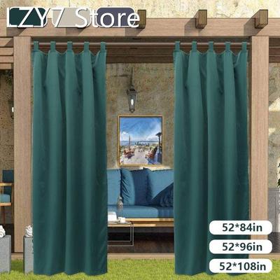 Patio Waterproof Outdoor Curtain Tab Thermal Insulated Black