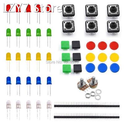 Electronics component pack with resistors, LEDs, Switch, Pot
