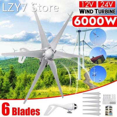 6000W 12V/24V 5 Blade Horizontal Wind Turbine Generator Whit
