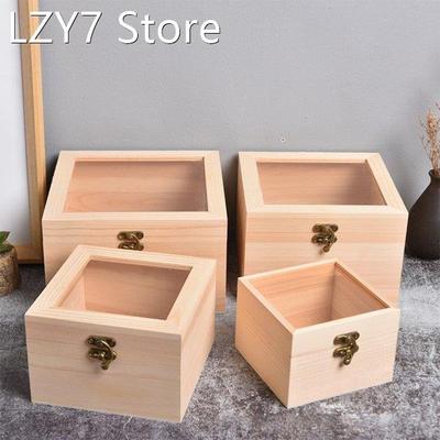 Wooden Storage Box Square Square Hinged Craft Gift Boxes Con