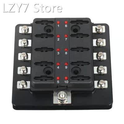10 Way Blade Fuse Box with LED Indicator Fuse Block for Car