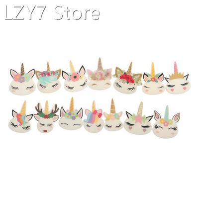 1pcs Planar Resin Cute Unicorn Head Kawaii Resin Cabochons A