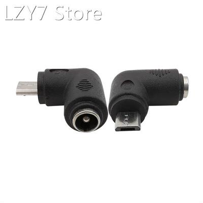 2/5Pcs Right Angle 5.5 x 2.1mm Female to Micro USB Male DC P