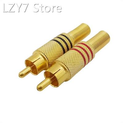 2Pcs Metal RCA Connector Gold Plated RCA Male Plug Audio Vid