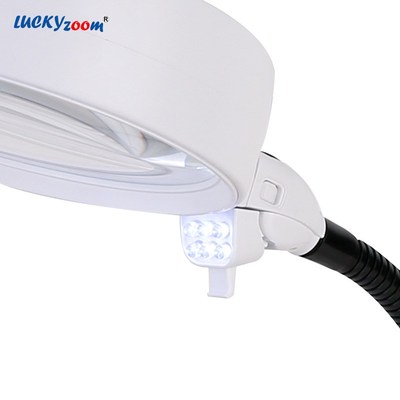 Desktop 6 Led Magnifier Lamp White Illuminated Magnifying Gl
