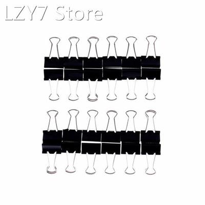 12pcs Paper Clip 15mm Foldback Metal Binder Clips Black Grip