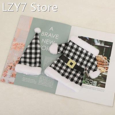 2022 New Christmas Wine Bottle Cover Plaid Clothes Santa Coa