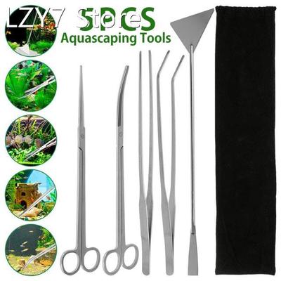 5 Pcs Aquarium Tank Aquascaping Tools Plants Tweezers and Sc