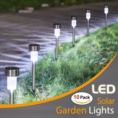 10PCS Solar Lights Outdoor LED Solar Garden Pathway Light  W