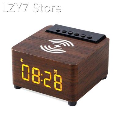Alarm Clock Wooden Wireless Bluetooth 5.0 Speaker Fast Wirel