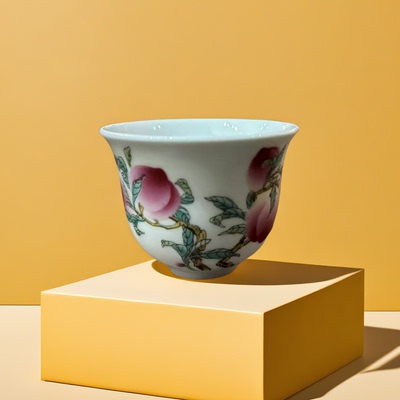 北岸丰堂粉彩寿桃主人杯 直播专享