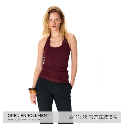 OPEN ENROLLMENT Leeway Halter Top 弹力修身挂脖背心 红/灰/蓝
