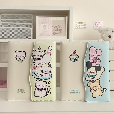 大容量A5宽版6孔卡通PU三折翻盖卡册活页本3/4/6寸明信片收纳相册