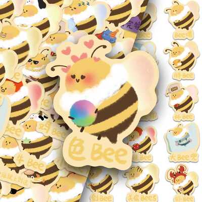 100张BEE小蜜蜂谐音梗鲨bee贴纸