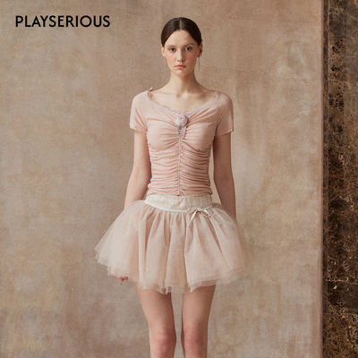 fa sogno 2025秋季新款“罗莎蒙德”短袖上衣蓬蓬短裙两件套女