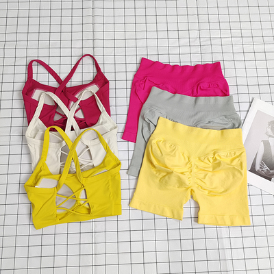 健身服套装impact瑜伽裤女提臀跑步撸铁运动短裤细带美背运动背心