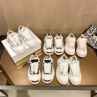 吴建豪同款隐藏款帆布鞋女棉花糖开口笑运动休闲鞋松糕厚底滑板鞋