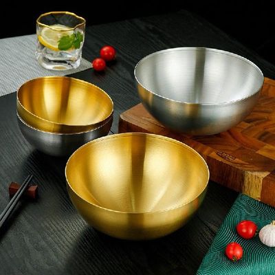 Korean Stainless Steel Salad Bowl Titanium Gold Noodle Bowl