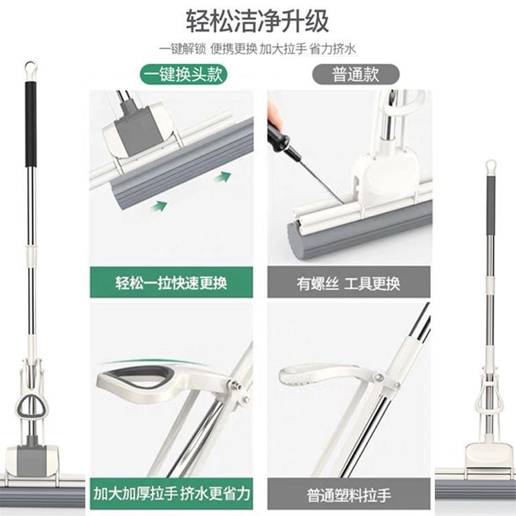 拖无品牌/把海吸绵胶拖把滚轮式家用挤水免手洗棉便拖把大号拖地