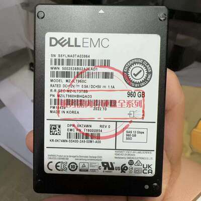 EMC 0K74WN MZILT960HBHQAD3固态硬盘 PM1643A 960G SAS SSD议价