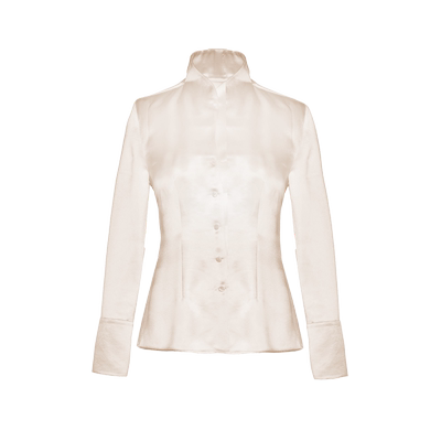 仙骨俏云曦法式立领缎面长袖衬衣