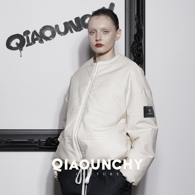 俏云曦杏色平纹棉棉服25秋冬新品