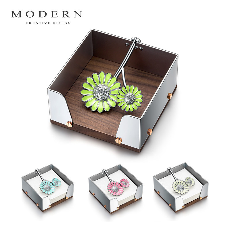 摩登MODERN原创雏菊轻奢定点纸巾架纸巾盒抽纸盒样板房软装摆件