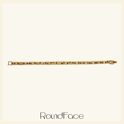 RoundFace【董洁同款手链】花园系列彩色钉珠金色手链金色显白女