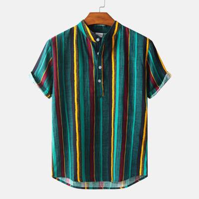 2021 Men's Shirt Short Sleeve Lapel Printed Shirt男时尚