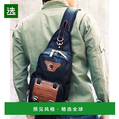 【日本直邮】Device杰万仕男士斜挎包黑色拉链多口袋休闲百搭日常