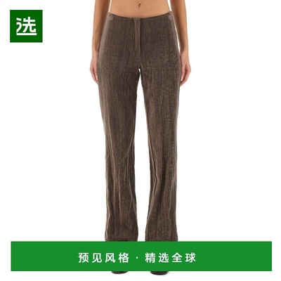 1h可退 香港直邮Alysi 女士 天鹅绒褶皱修身长裤 165159A5231FUME