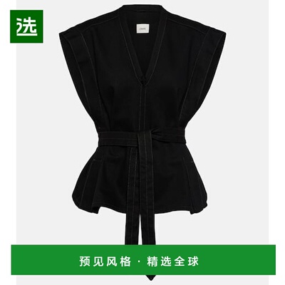 1h可退 香港直邮Lemaire 女士 Chasuble 束带牛仔上衣 black黑色