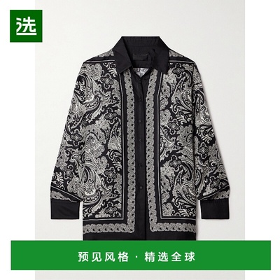 1h可退 香港直邮NILI LOTAN 女士 Alfie 方巾式印花斜纹丝绸衬衫