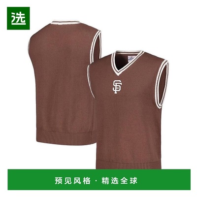 1h可退 【美国直邮】PLEASURES|男士棕色旧金山巨人队针织 V 领套