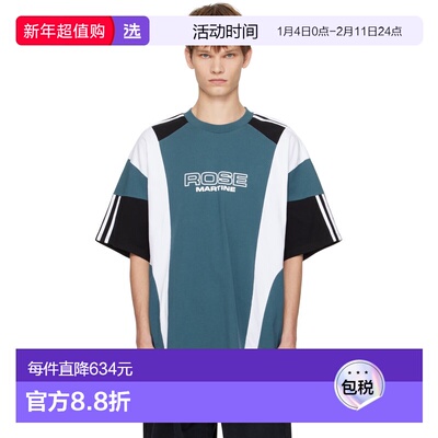 1h可退 香港直邮Martine Rose 男士 蓝色 Oversized Panelled T