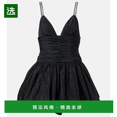 1h可退 香港直邮Staud 女士 Loren 褶皱迷你连衣裙 black黑色 舒