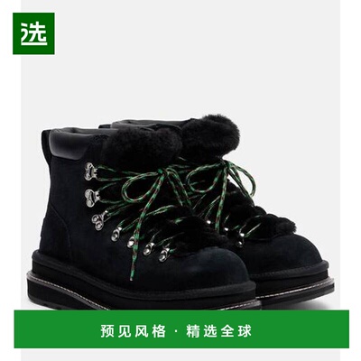 1h可退 香港直邮Sacai 女士 x UGG 绒面革毛羊皮登山靴 black黑色