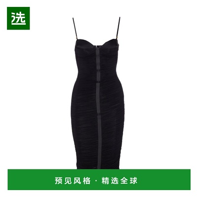 1h可退 香港直邮Elisabetta Franchi 女士 垂褶細部修身中長連身