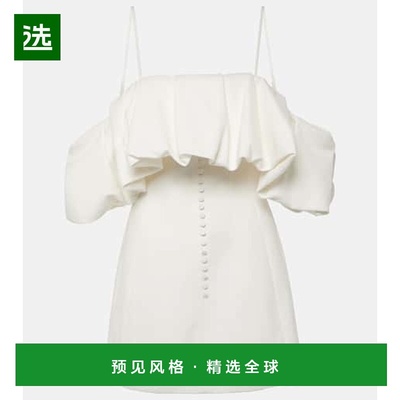 1h可退 香港直邮Simkhai 女士 蓬松露肩棉质亚麻迷你连衣裙 00139