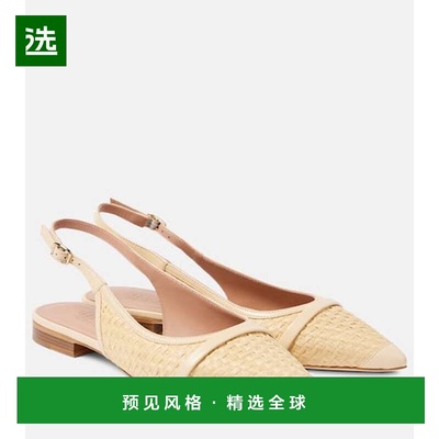 1h可退 香港直邮Malone Souliers 女士 Jama 拉菲草编织露跟芭蕾