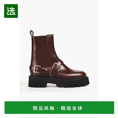 1h可退 香港直邮Sandro 女士 搭扣漆皮切尔西靴 SFACH01022MARRON