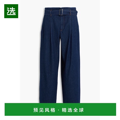 1h可退 香港直邮Frame Denim 女士 Paper Bag 束带褶裥高腰阔腿牛