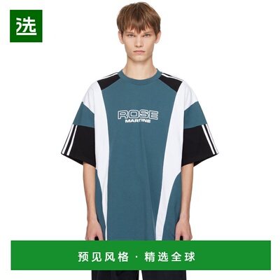 1h可退 香港直邮Martine Rose 男士 蓝色 Oversized Panelled T