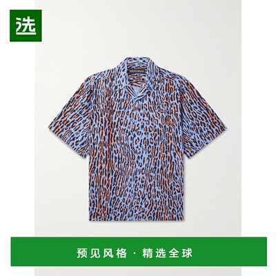 1h可退 香港直邮Wacko maria 男士 可拆卸领豹纹莱赛尔纤维衬衫 2