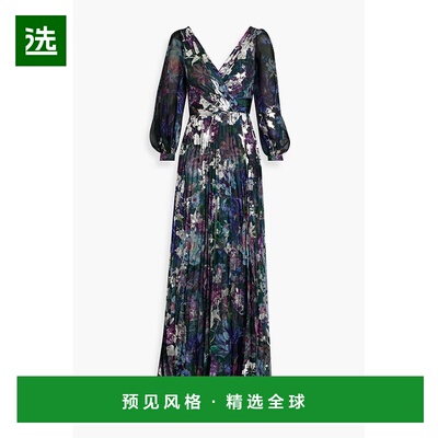 1h可退 香港直邮MARCHESA NOTTE 女士 印花金属感雪纺睡裙 N60G31