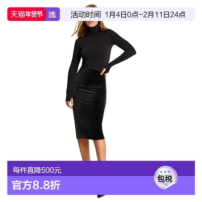 1h可退 香港直邮COMMANDO 女士 天鹅绒中长半身裙 black黑色 舒适