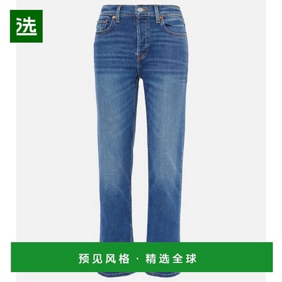 1h可退 香港直邮redone 女士 Stove Pipe 中腰直筒牛仔裤