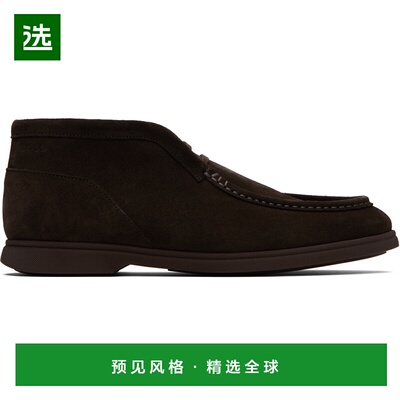 1h可退 香港直邮BOSS 波士 男士 黑色 Stitching Details Suede